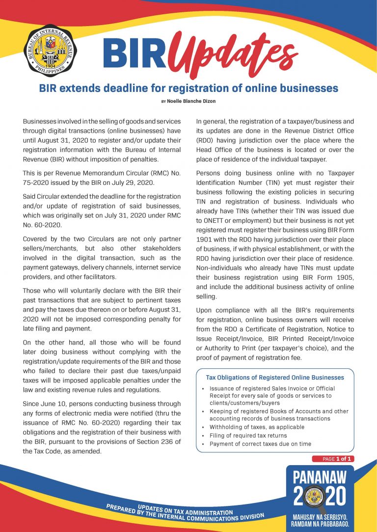 BIR Updates Issue No. 14 | Machica Group