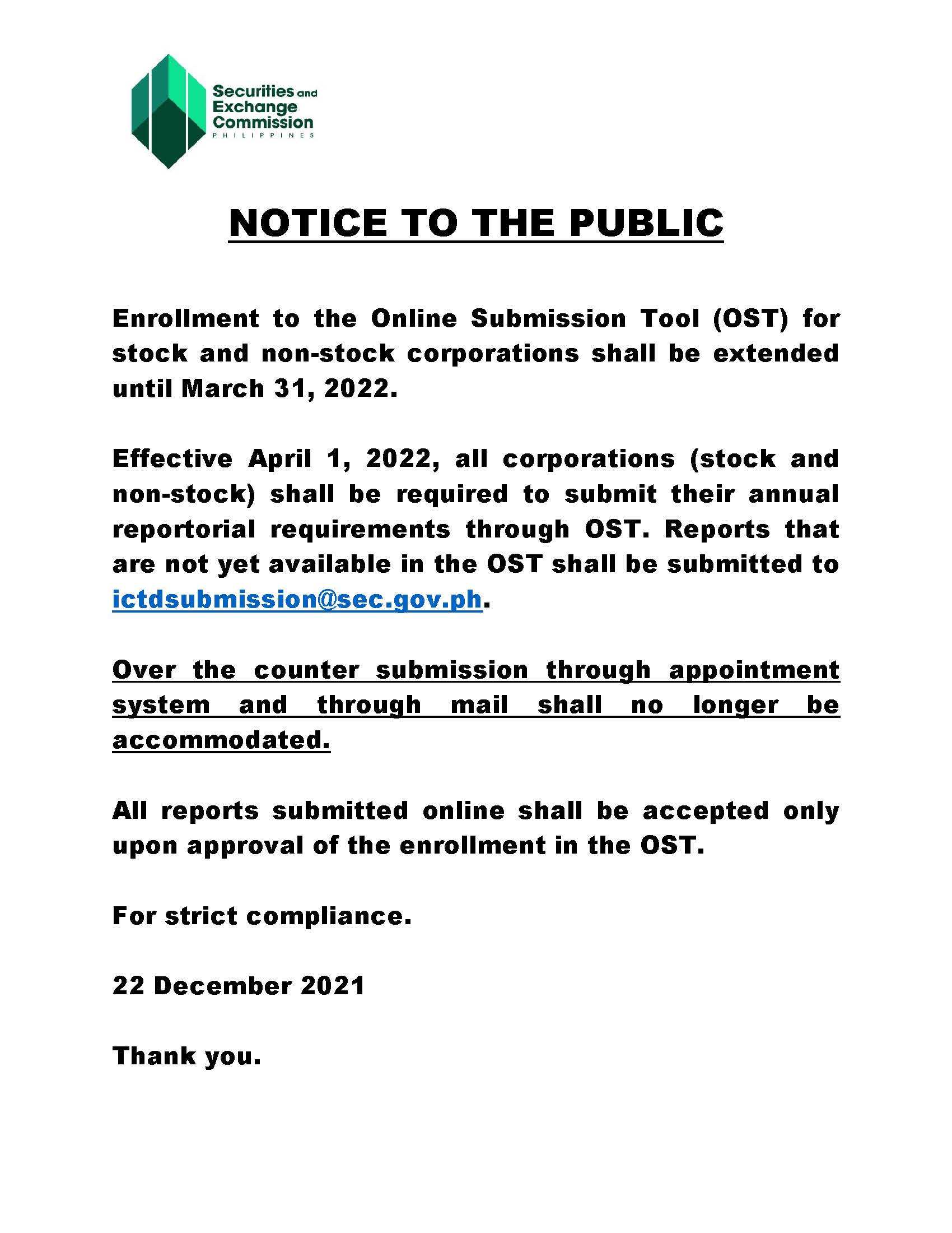 SEC Notice to the Public | Machica Group