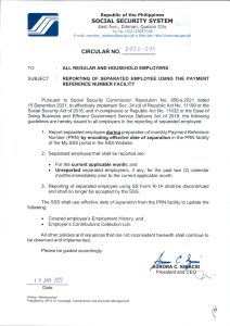SSS Circular No. 2022-001 | Machica Group