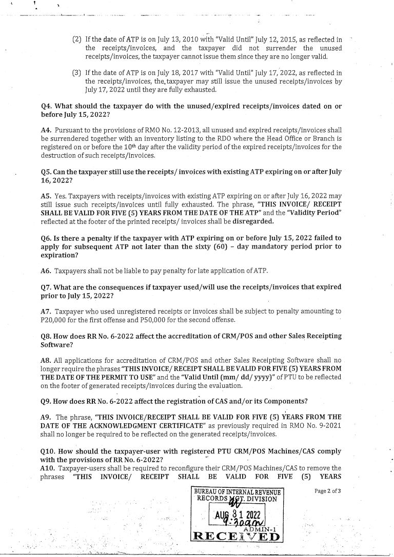 REVENUE MEMORANDUM CIRCULAR NO. 123-2022 | Machica Group